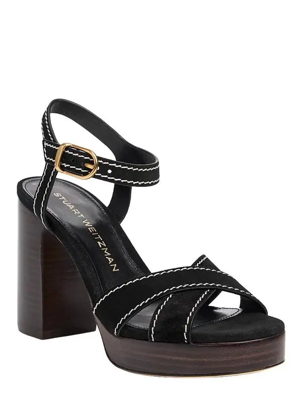 STUART WEITZMAN Dayna Saddle Platform Sandals - Black
