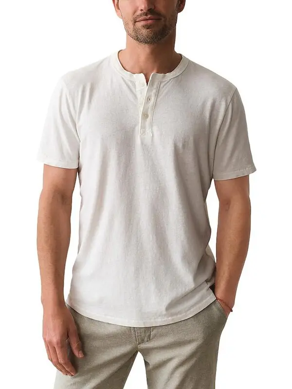 Marine Layer Hemp Cotton Henley T-shirt - White