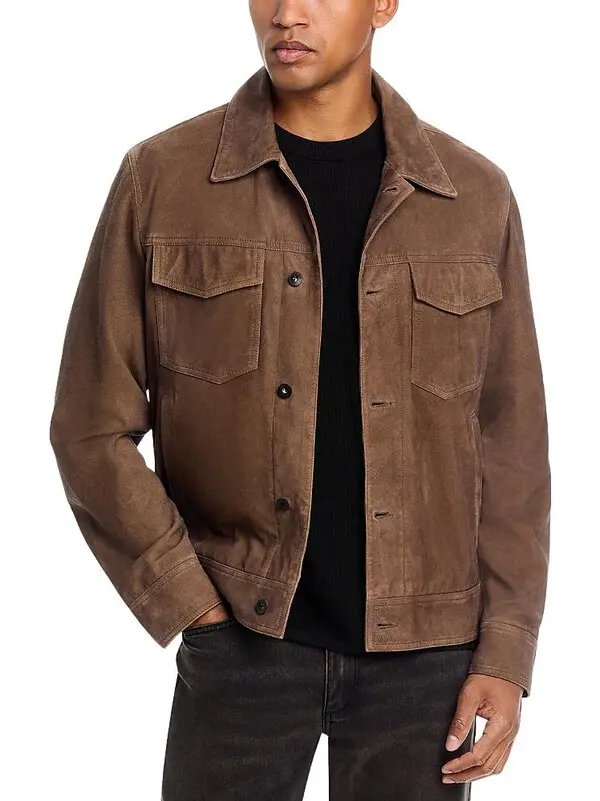 Rag & Bone Suede Trucker Jacket - Light Brown