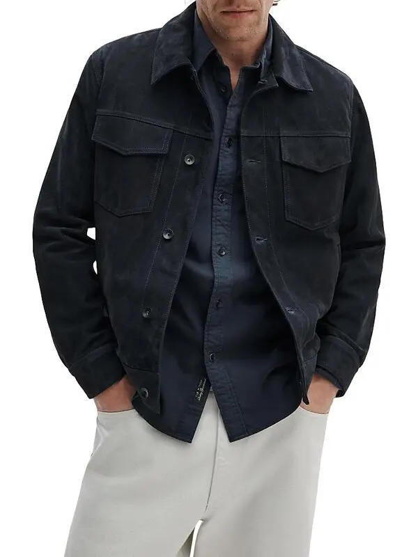 Rag & Bone Suede Trucker Jacket - Navy