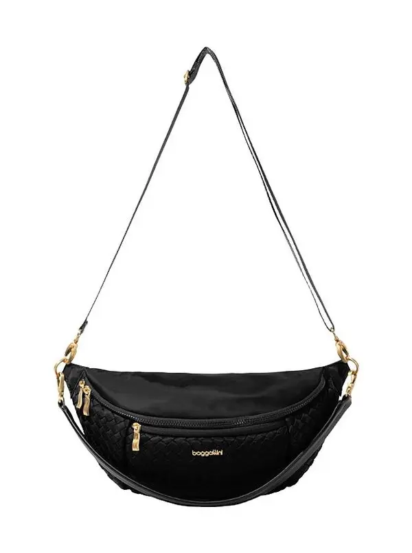 BAGGALLINI Stanton Woven Crossbody Bag - Black Woven Twill