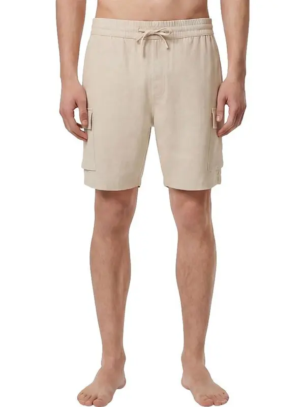 Onia 7" Stretch Linen Blend Cargo Shorts - Stone