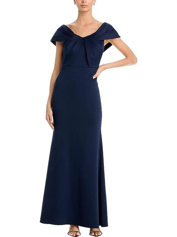 Eliza J Pleated Mermaid Gown - Navy