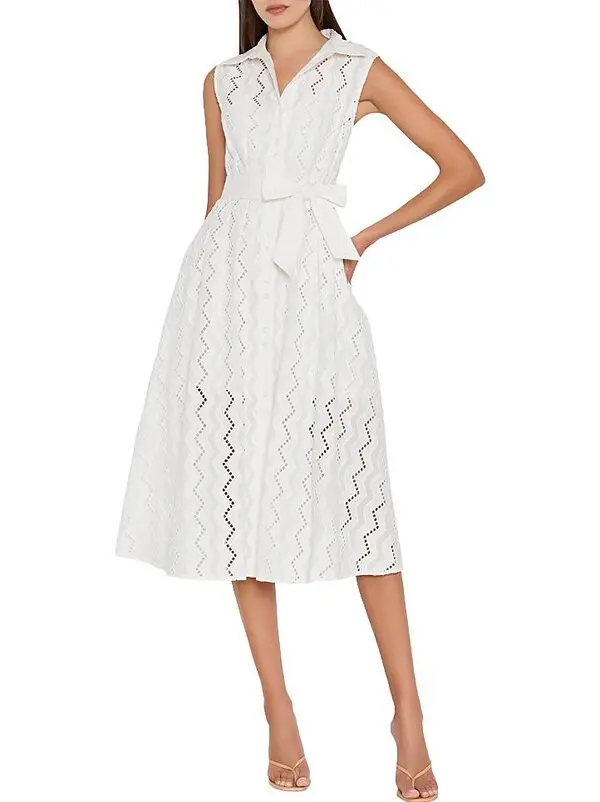 MILLY Eyelet Embroidered Midi Dress - White