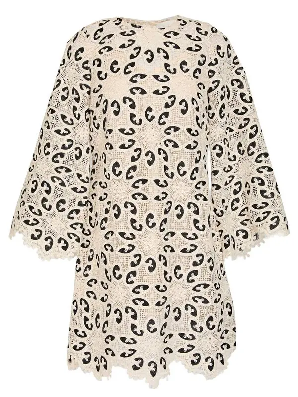 Zimmermann Scalloped Guipure Lace Mini Dress - Ecru