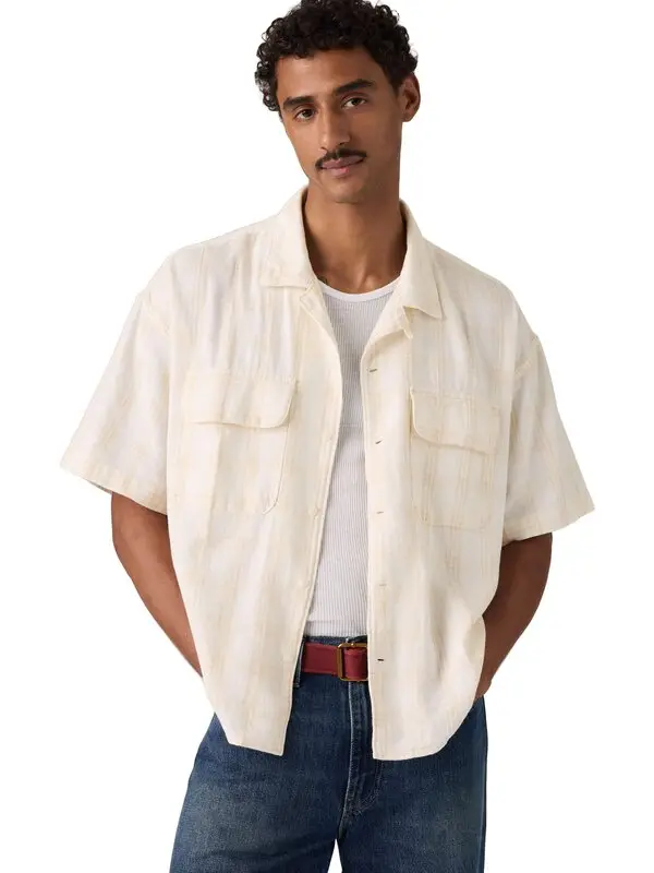 LEVI'S Boxy Utility Camp Shirt - Atkins Plaid Egret
