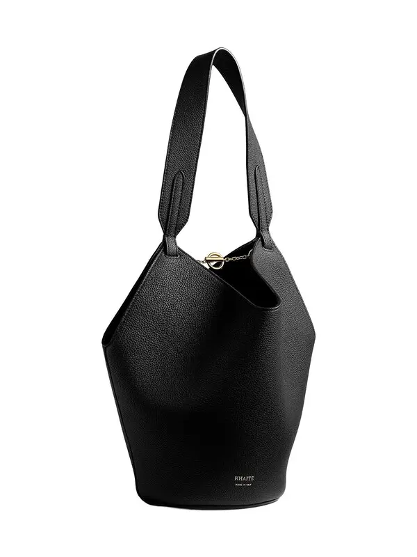 Khaite Mini Lotus Tote In Pebbled Leather - Black