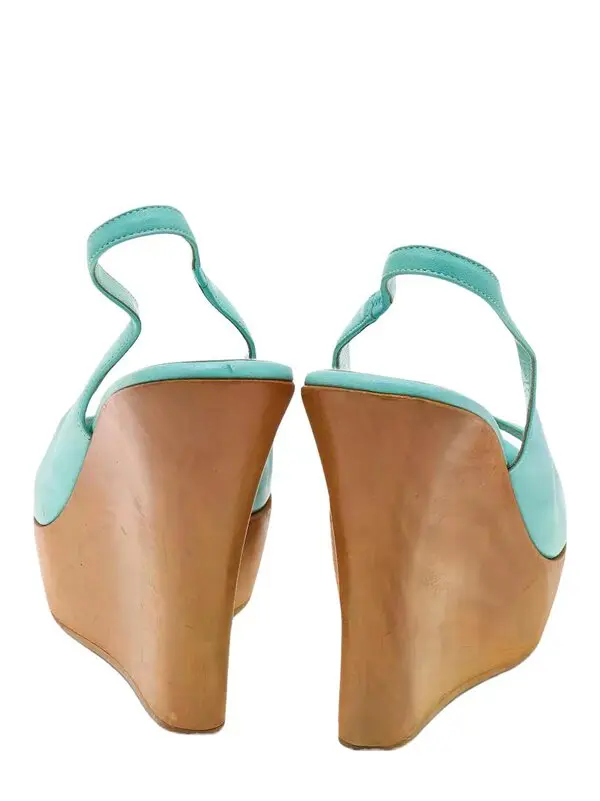 GIANVITO ROSSI Calf Leather Wedge Platform Sandals - Blue