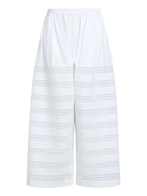 Alaïa Cotton Poplin Open-work Wide-leg Trousers - White