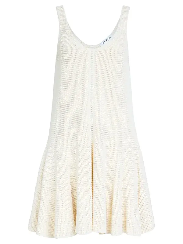 Alaïa Silk Waffle-knit Godet Mini Dress - White
