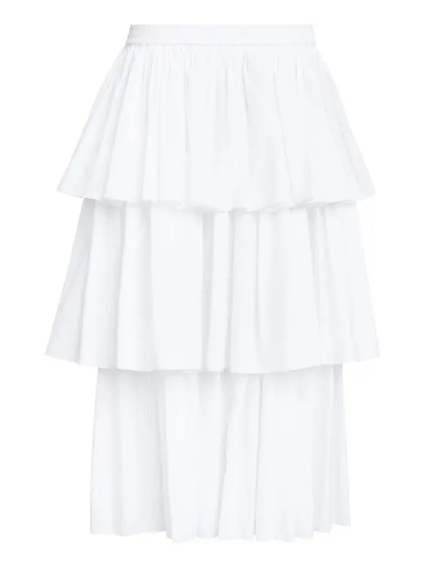 Alaïa Cotton Tiered Midi Skirt - White