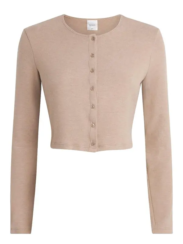 LESET Lauren Cropped Cardigan - Brown