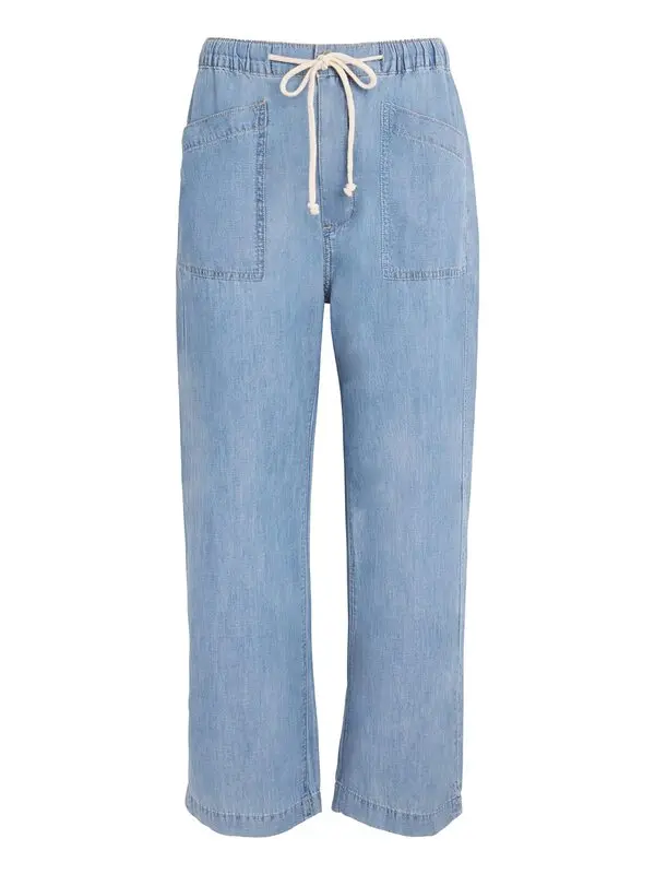 Paige Evann Wide-leg Jeans With Drawstring Waist - Blue