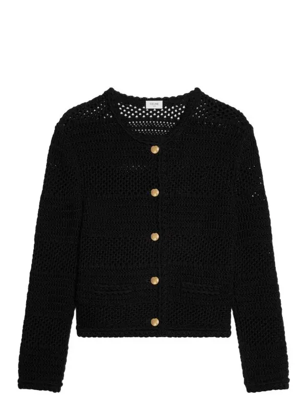 Celine Cotton Crochet Cardigan Jacket - Black