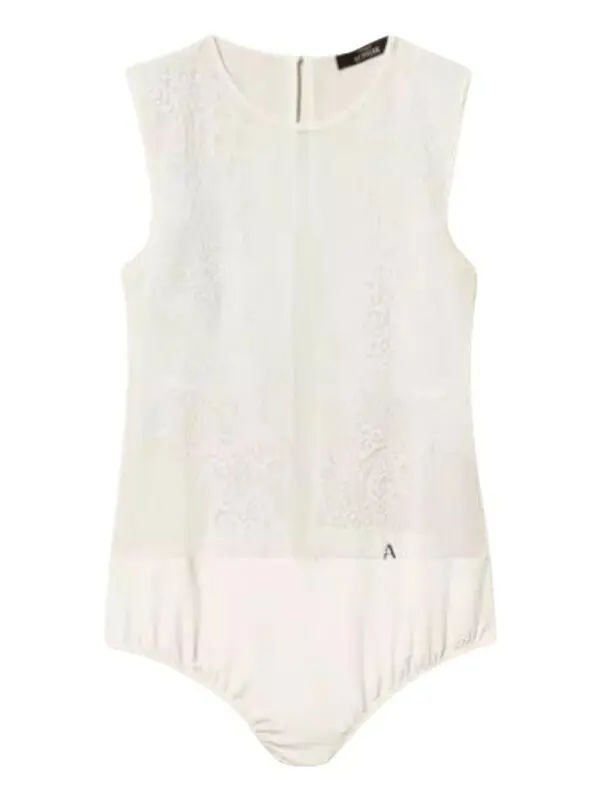 TWINSET Sleeveless Lace Embellished Top With Open Back - White