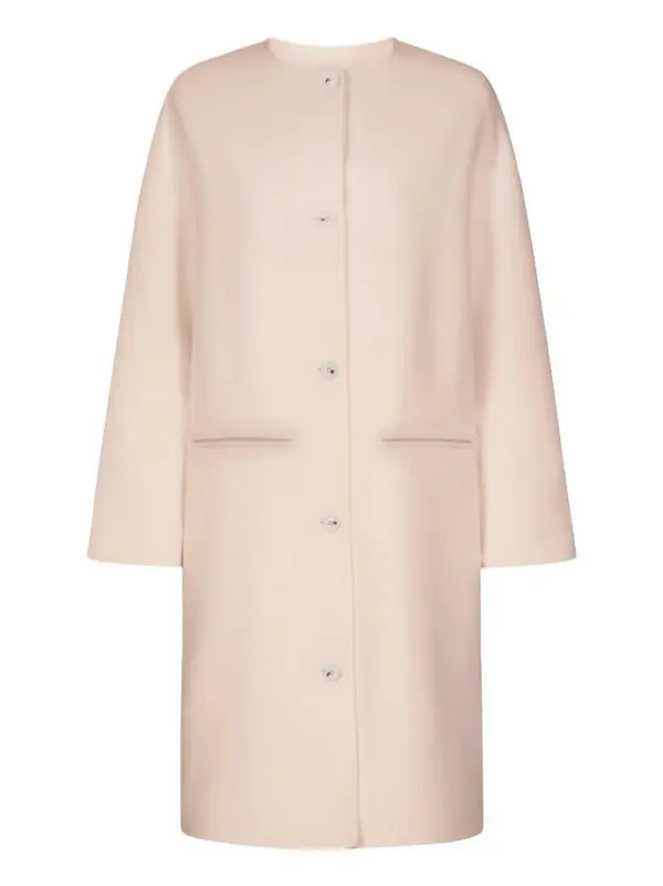 Loulou De Saison Kerry Collarless Coat - Cream Rose