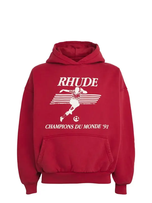 Rhude Champions Du Monde '91' Graphic Hoodie - Red