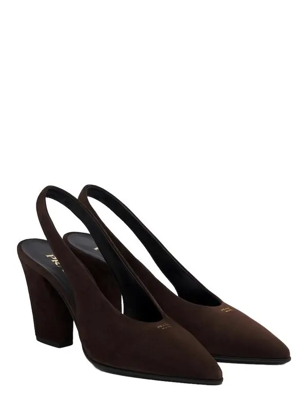 Prada Suede Slingback Pumps - Brown