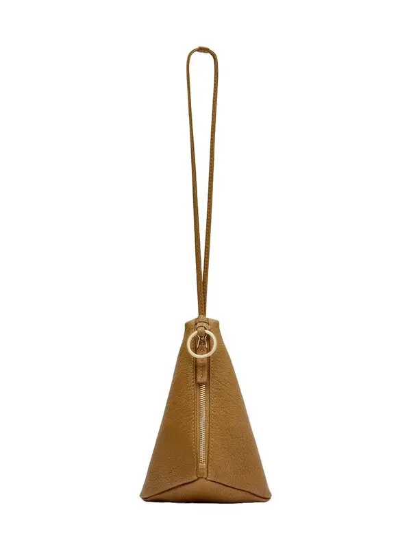 Calvin Klein Solida" Mini Leather Pouch With Strap - Beige