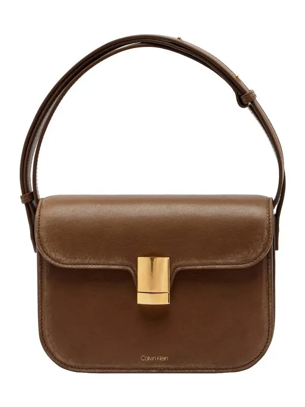 Calvin Klein Tilla Small Leather Shoulder Bag - Brown