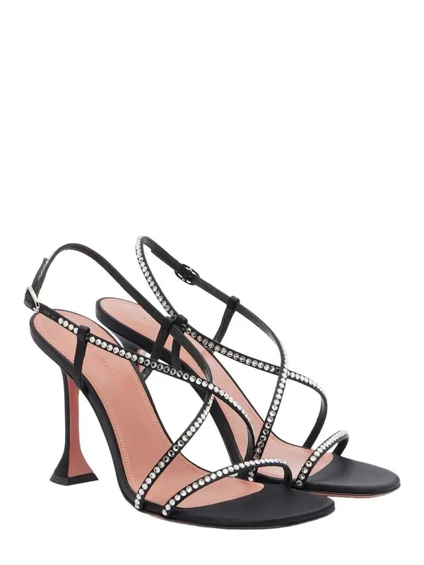 Amina Muaddi Sally Crystal-embellished Satin Sandals - Black