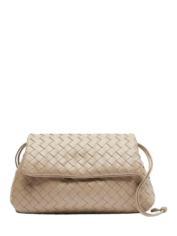 Bottega Veneta Small Woven Leather Shoulder Bag - Beige
