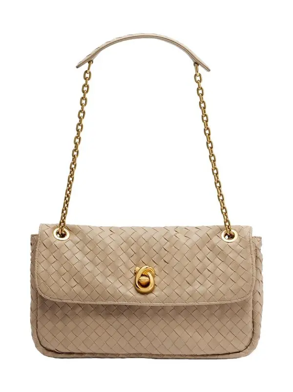 Bottega Veneta Madison Intrecciato Leather Shoulder Bag - Beige