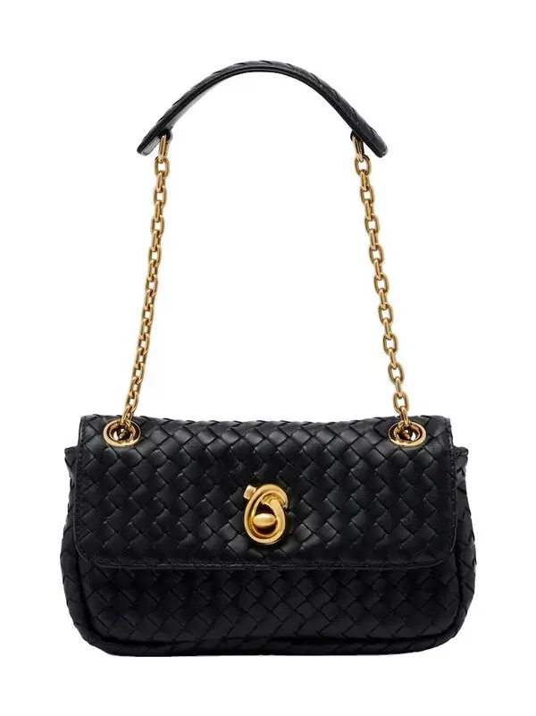 Bottega Veneta Intrecciato Leather Shoulder Bag - Black