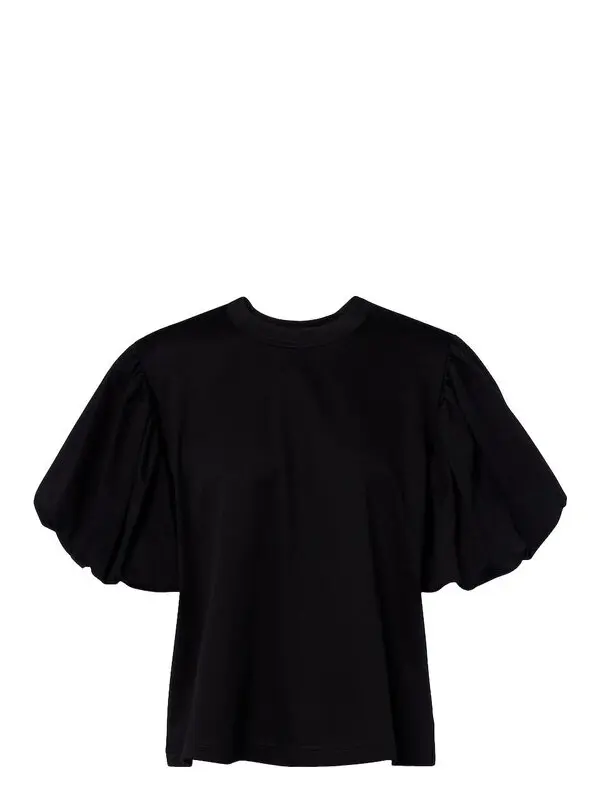 Noir Kei Ninomiya Puff Sleeve Cotton Jersey T-shirt - Black