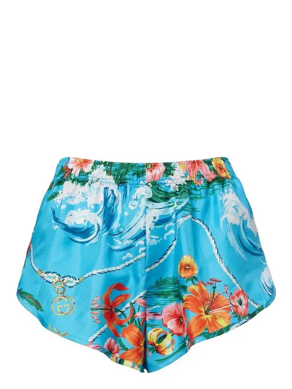 Gucci Printed Silk Twill Shorts - Blue