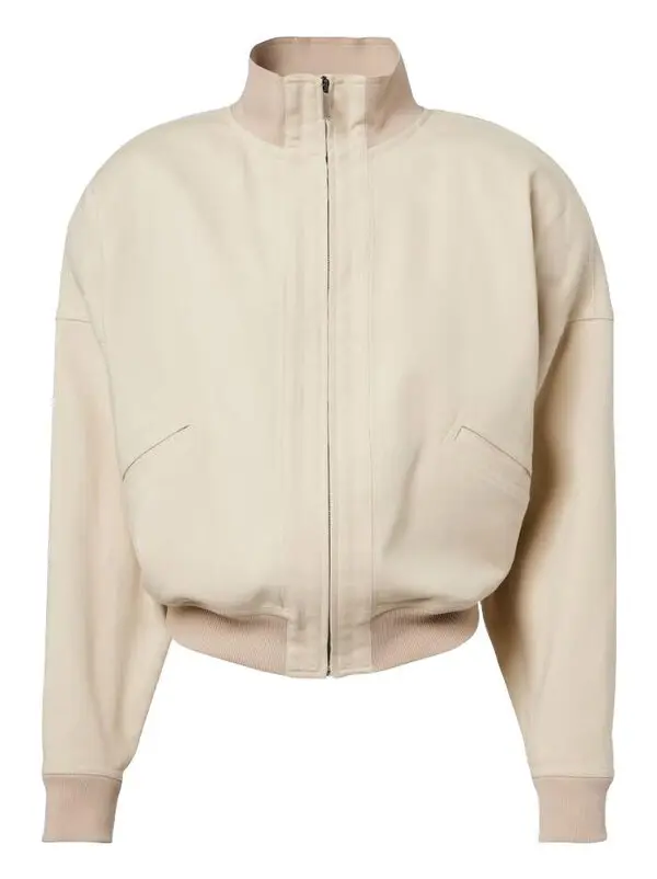 Gucci Cotton Poplin Zip Up Bomber Jacket - Beige