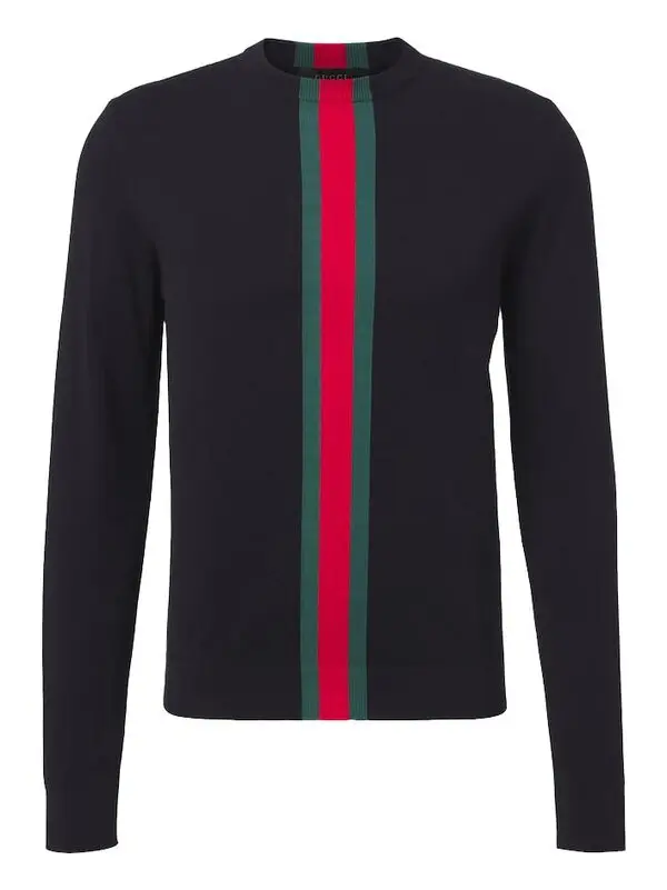 Gucci Web Stripe Cotton Sweater - Blue