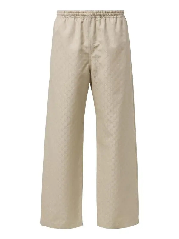 Gucci Gg Cotton Canvas Straight Leg Pants - Beige
