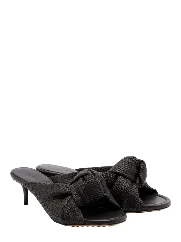 Bottega Veneta Cherry Intreccio Leather Mules - Black