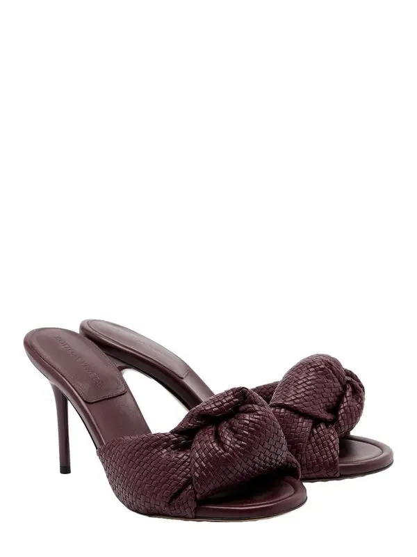 Bottega Veneta Deep Mahogany Intreccio Leather Mules - Burgundy