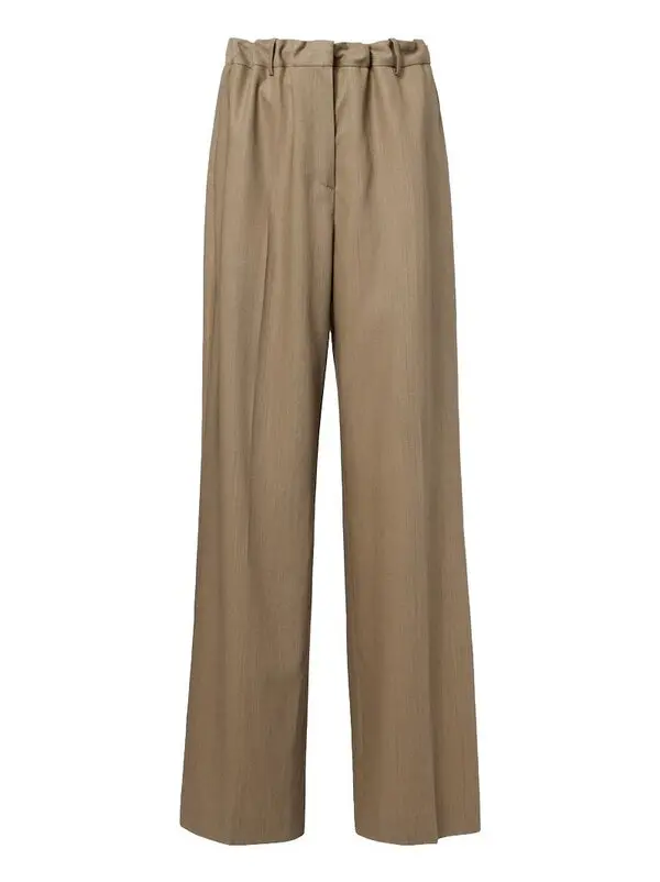 Calvin Klein Fernanda Wool-blend Wide-leg Pants - Brown