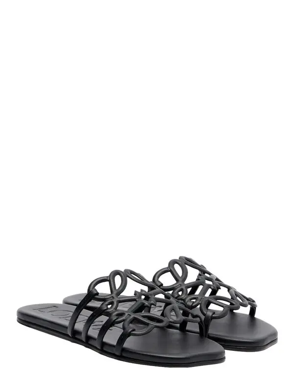 Loewe Anagram Leather Slides - Black