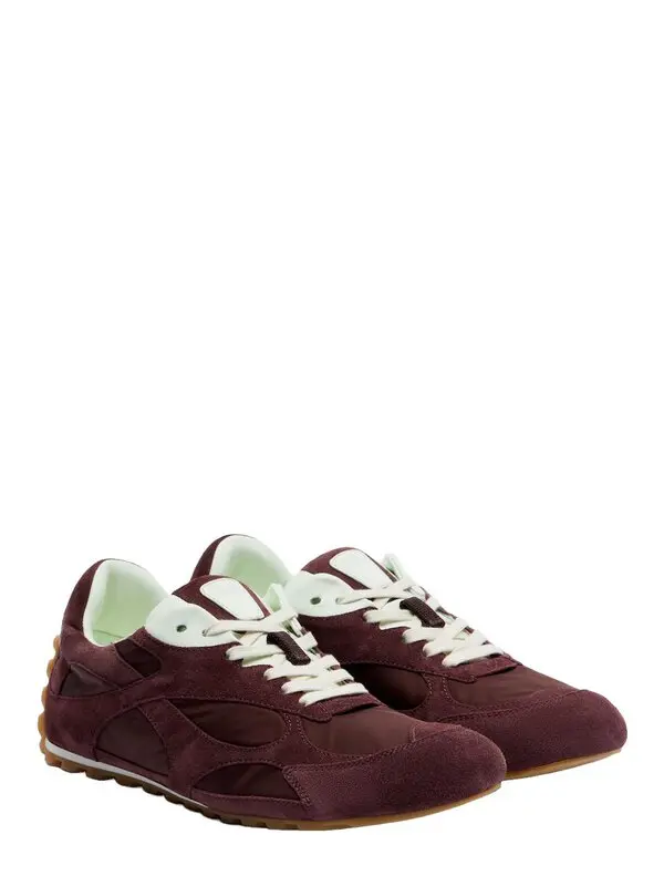 Bottega Veneta Orbit Suede-trimmed Sneakers - Burgundy