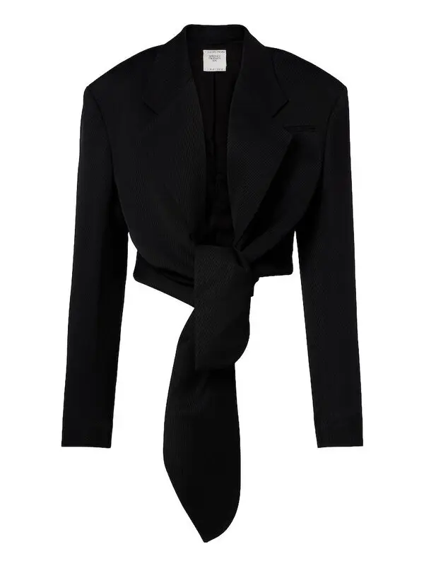 Calvin Klein Petunia Striped Cropped Jacket - Black