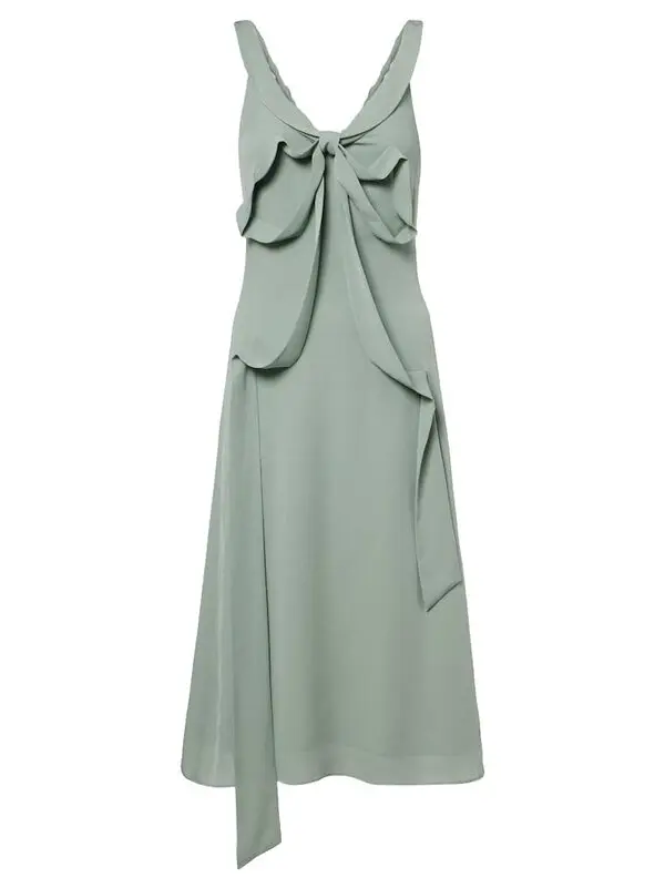 Acne Studios Bow-detail Silk Midi Dress - Green