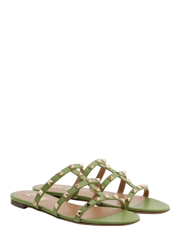 Valentino Garavani Rockstud Leather Sandals - Green