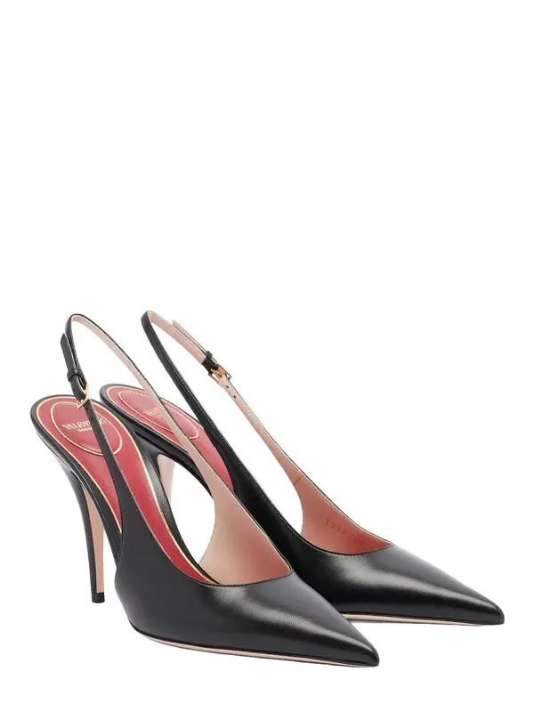Valentino Garavani Cutout Leather Slingback Pumps - Black