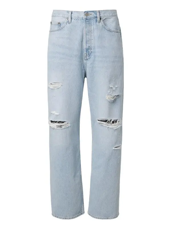 FRAME Baggy Distressed Wide-leg Jeans - Blue