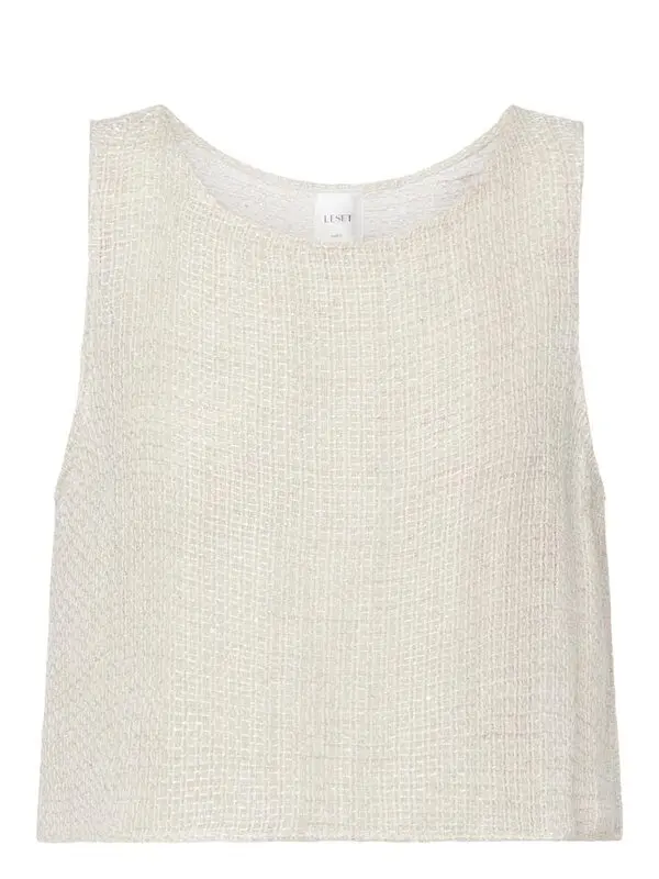 LESET Stella Sequined Linen-blend Tank Top - White