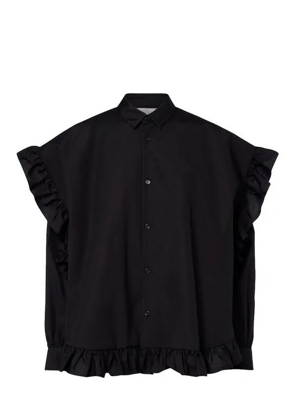 Noir Kei Ninomiya Ruffled Cotton Blouse - Black