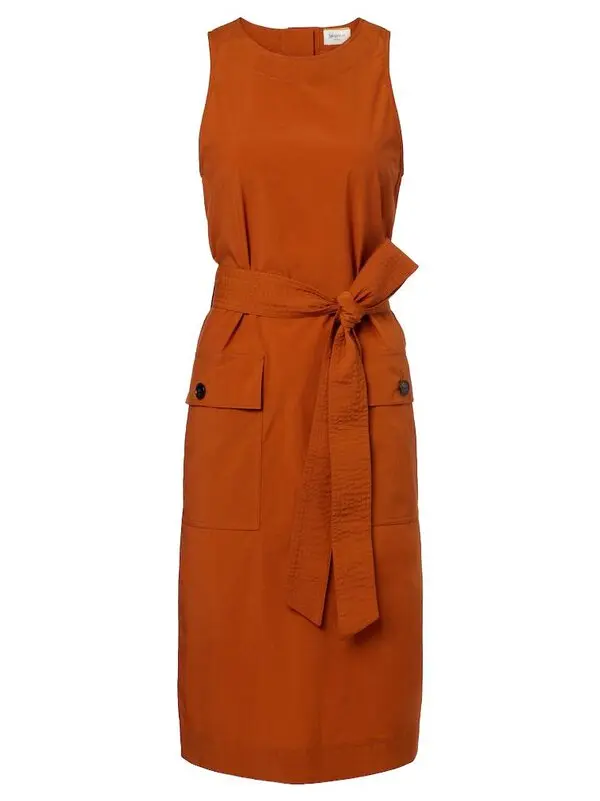 Saint Laurent Belted Midi Dress - Orange