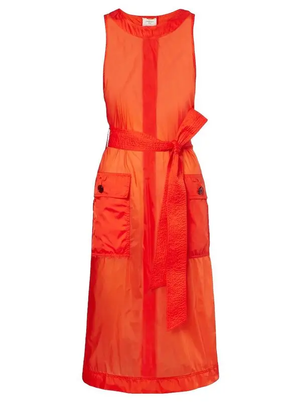 Saint Laurent Belted Midi Dress - Orange