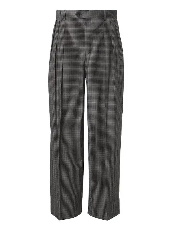 Calvin Klein Baxter Checked Cotton Wide-leg Pants - Black