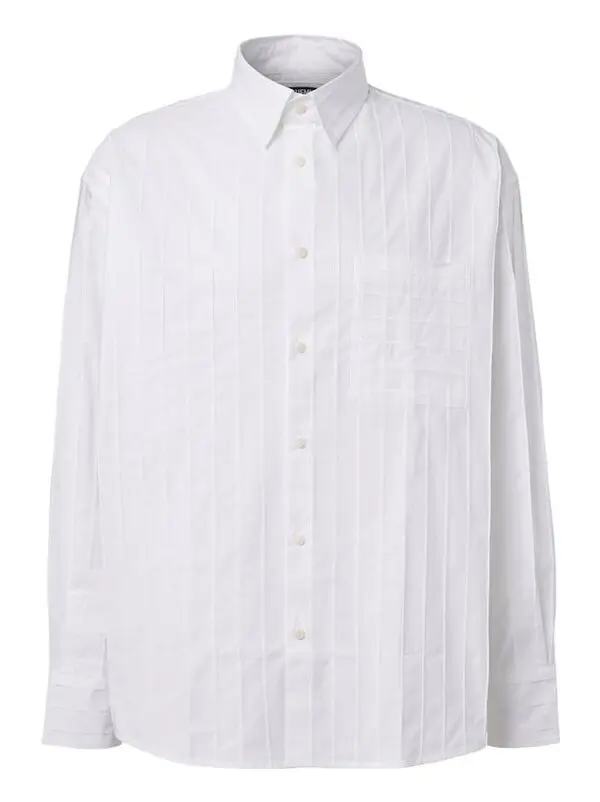 Jacquemus Camargue Embroidered Striped Cotton Shirt - White