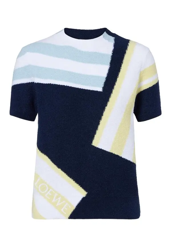 Loewe Intarsia Cotton-blend Bouclé Sweater - Blue